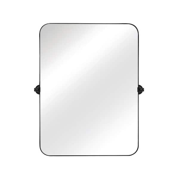 Black 24 in W x 36 in. H Rectangle Metal Framed Mirror, Decorative ...