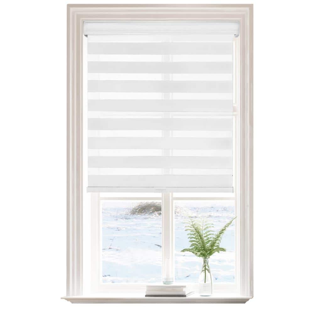 Lumi White Polyester 23 in.W x 72 in.L Light Filtering Cordless Zebra ...