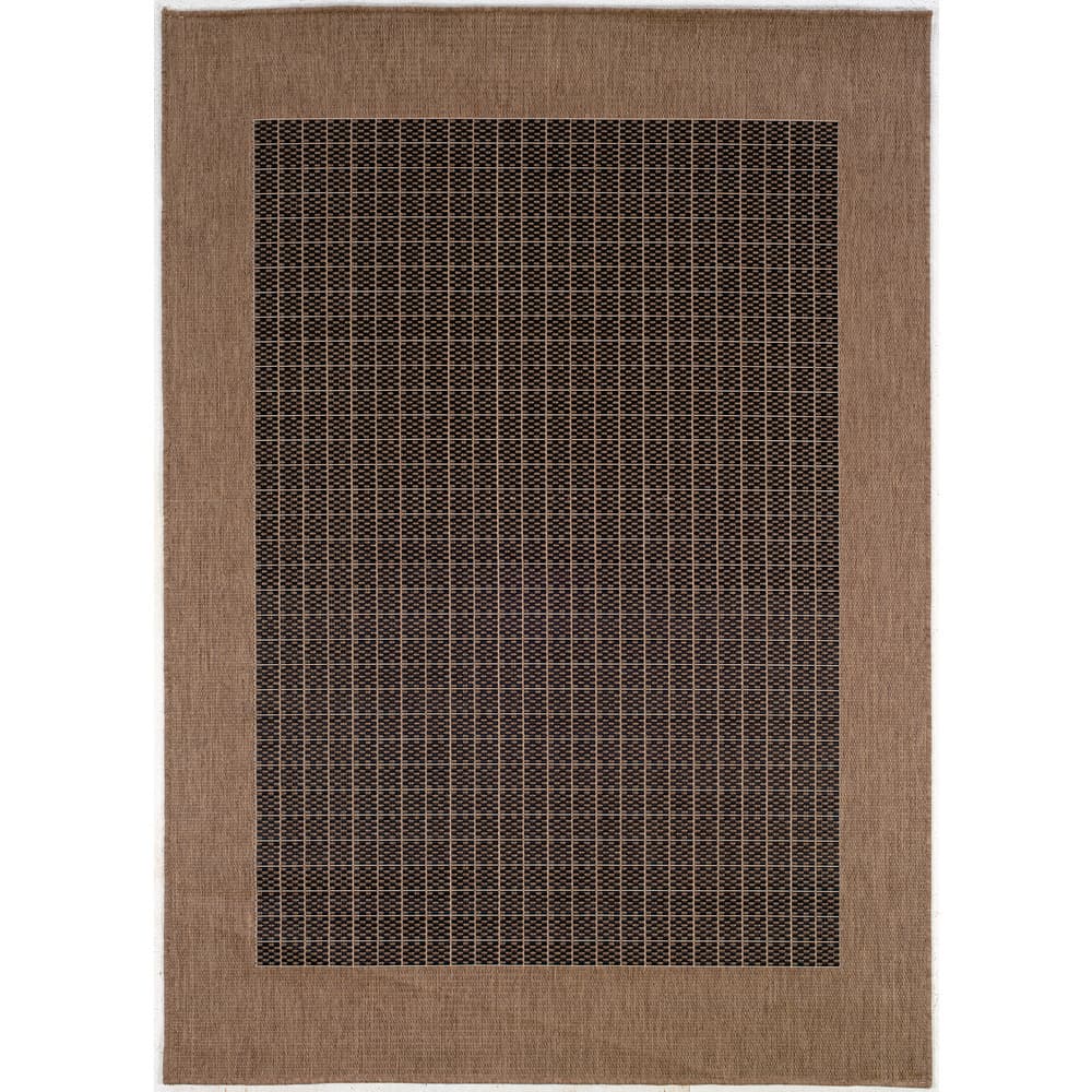 Couristan Recife Checkered Field Black-Brown 5 ft. x 8 ft. Solid Indoor ...