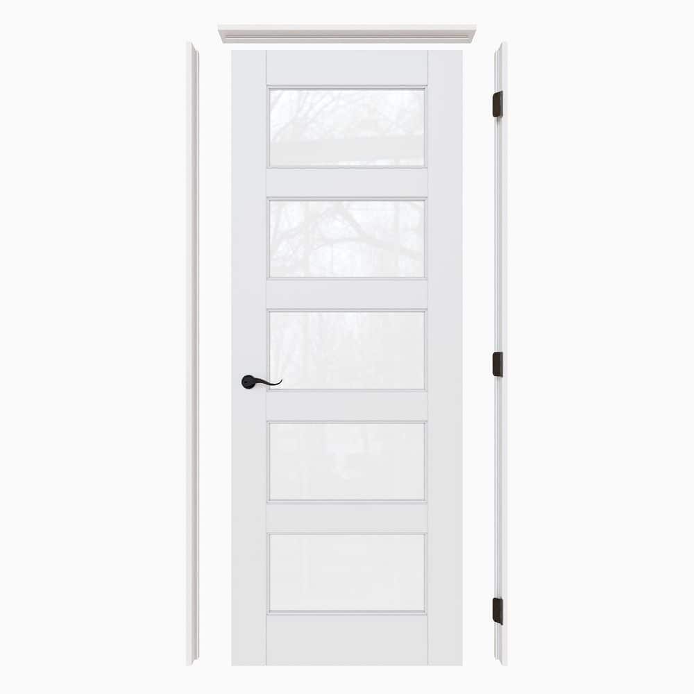 ARK DESIGN 28 in. x 80 in. 5-Lite Clear Glass Left White Solid Core ...
