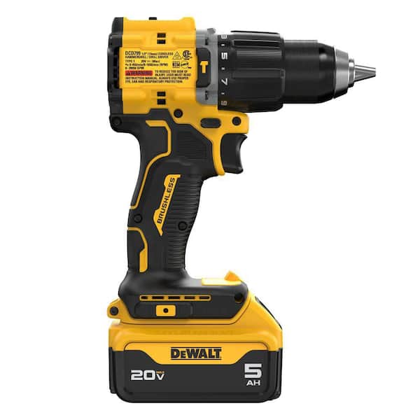 DEWALT ATOMIC 20V Lithium-Ion Cordless 1/2 in. Hammer Drill Kit with 5. ...