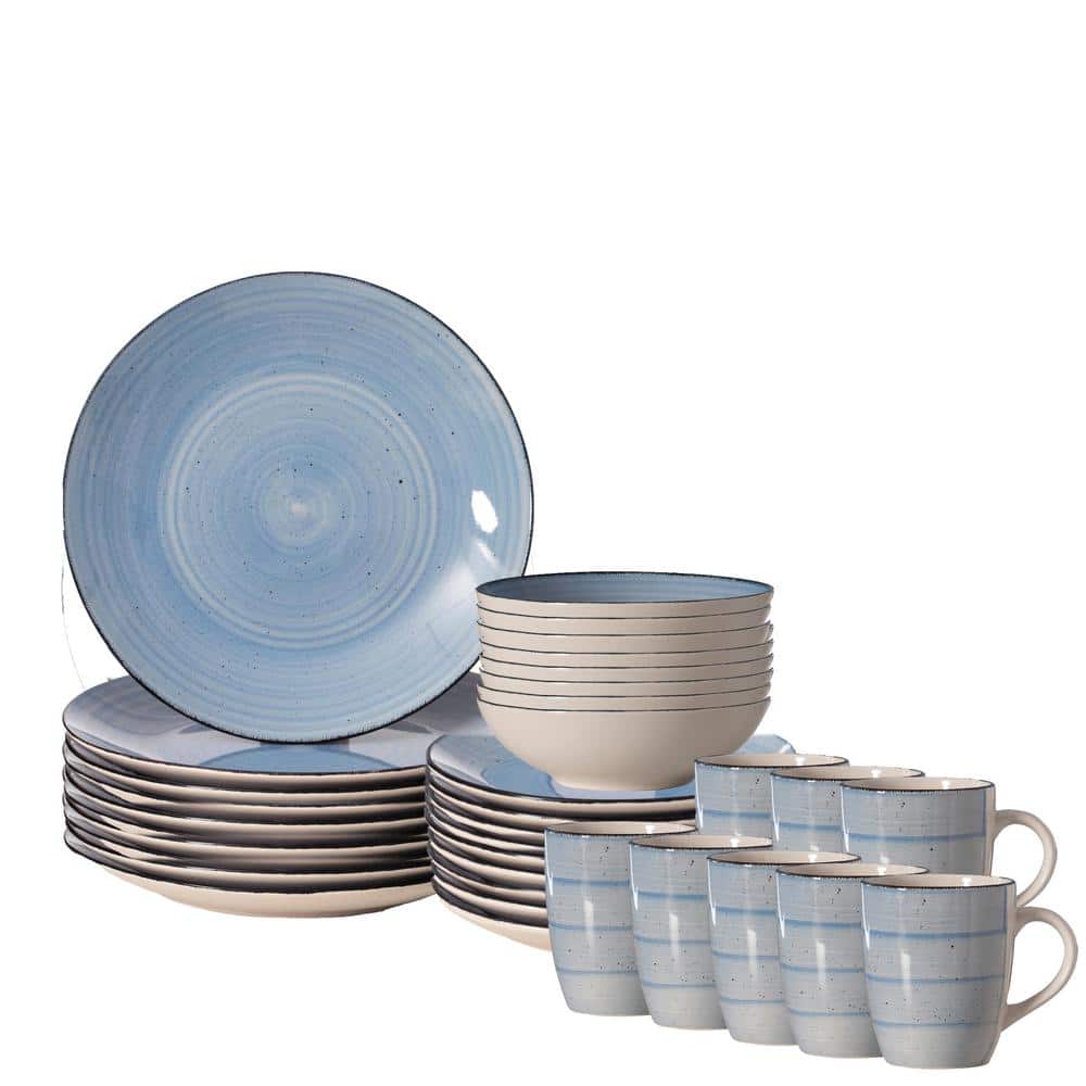Quickway Imports 32-Piece Ceramic Dinnerware Set for 8-Person, Mugs ...