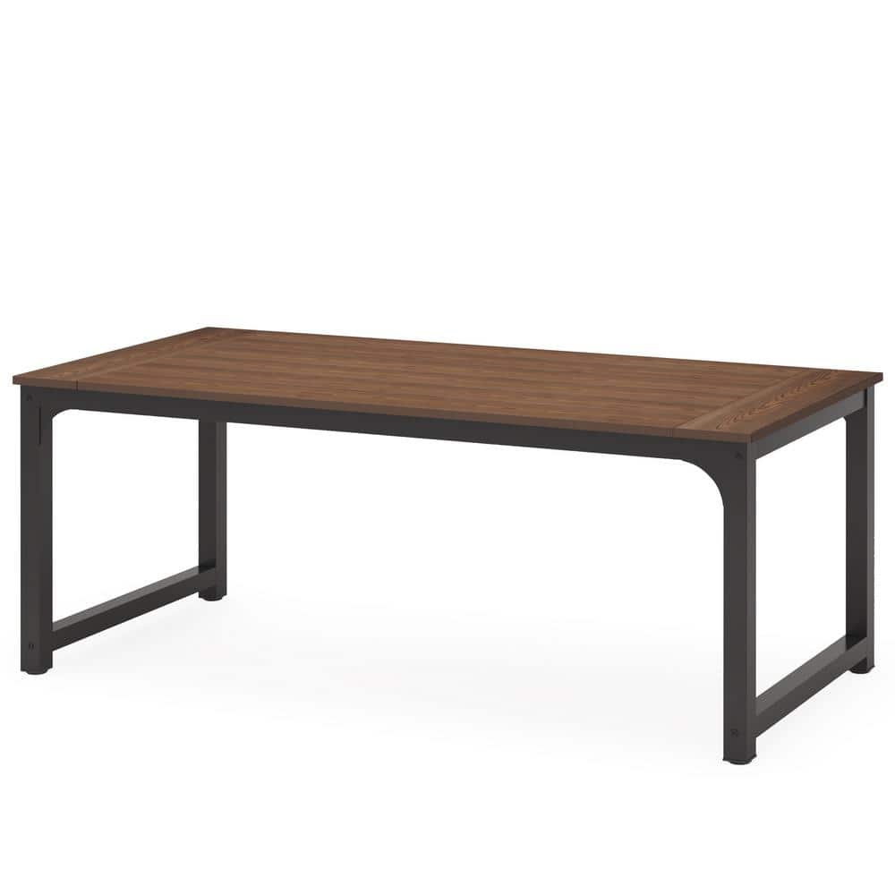 BYBLIGHT 70.9 in. Natural Wood Plastic Composite Computer Desk with WPC ...