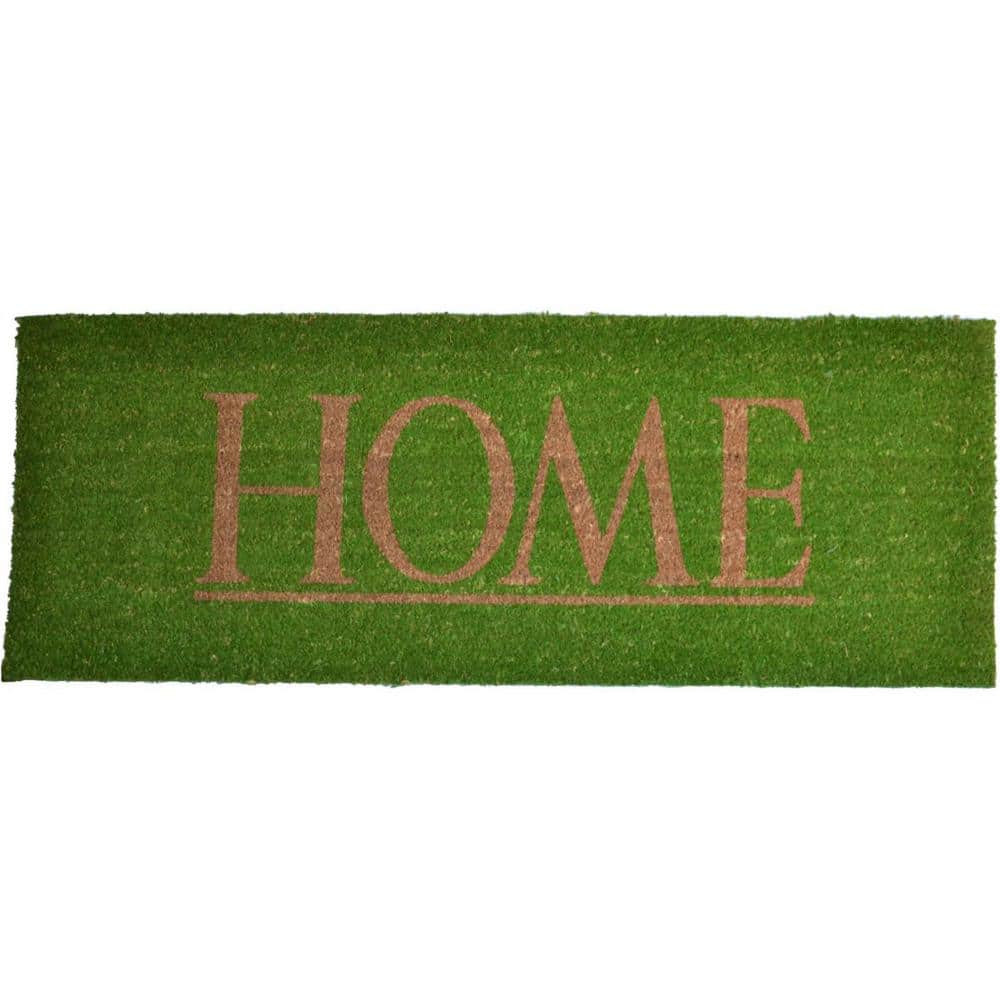 HomeRoots Green 48 in. x 18 in. Coir Non-Slip Indoor/Outdoor Door Mat ...