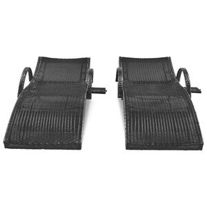 80 in. Gray Wicker Outdoor Chaise Lounge Chairs Set of 2-Rattan ...