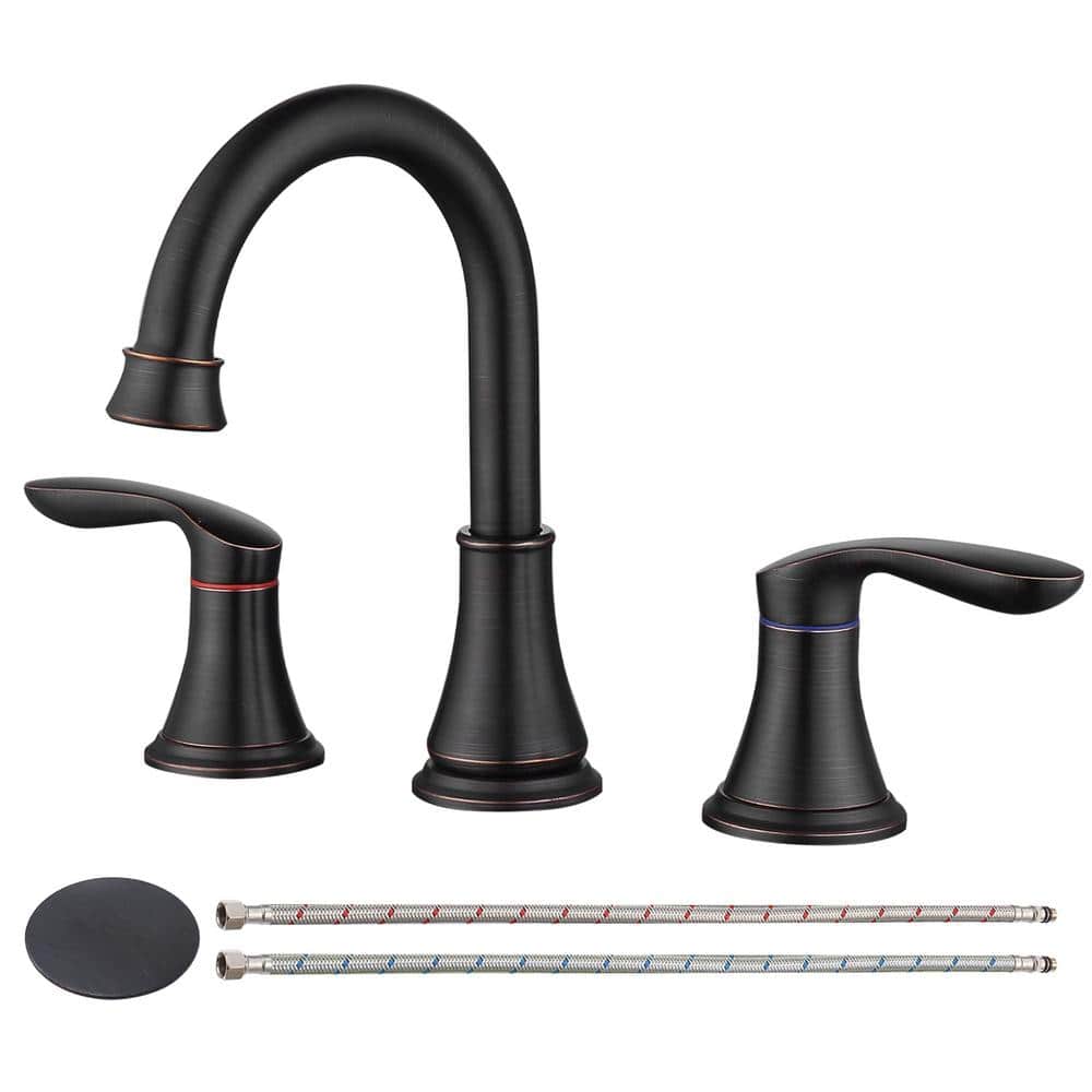 AIMADI 8 in. Widespread Double Handle Bathroom Faucet with Pop-Up Drain ...
