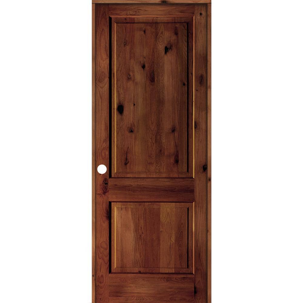 Krosswood Doors 42 in. x 96 in. Rustic Knotty Alder Wood 2 Panel Right ...
