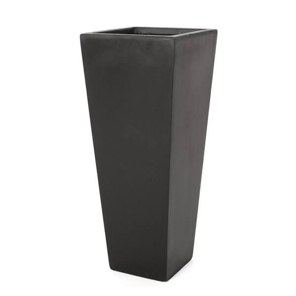 Flynama 13in. x 32.5in. Outdoor Modern MGO Cast Stone Planter in Black ...