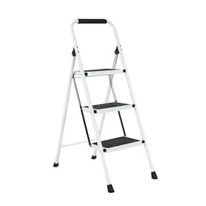 maocao hoom 3.4 ft. Reach Steel 3-Step Ladder Portable Black Folding ...