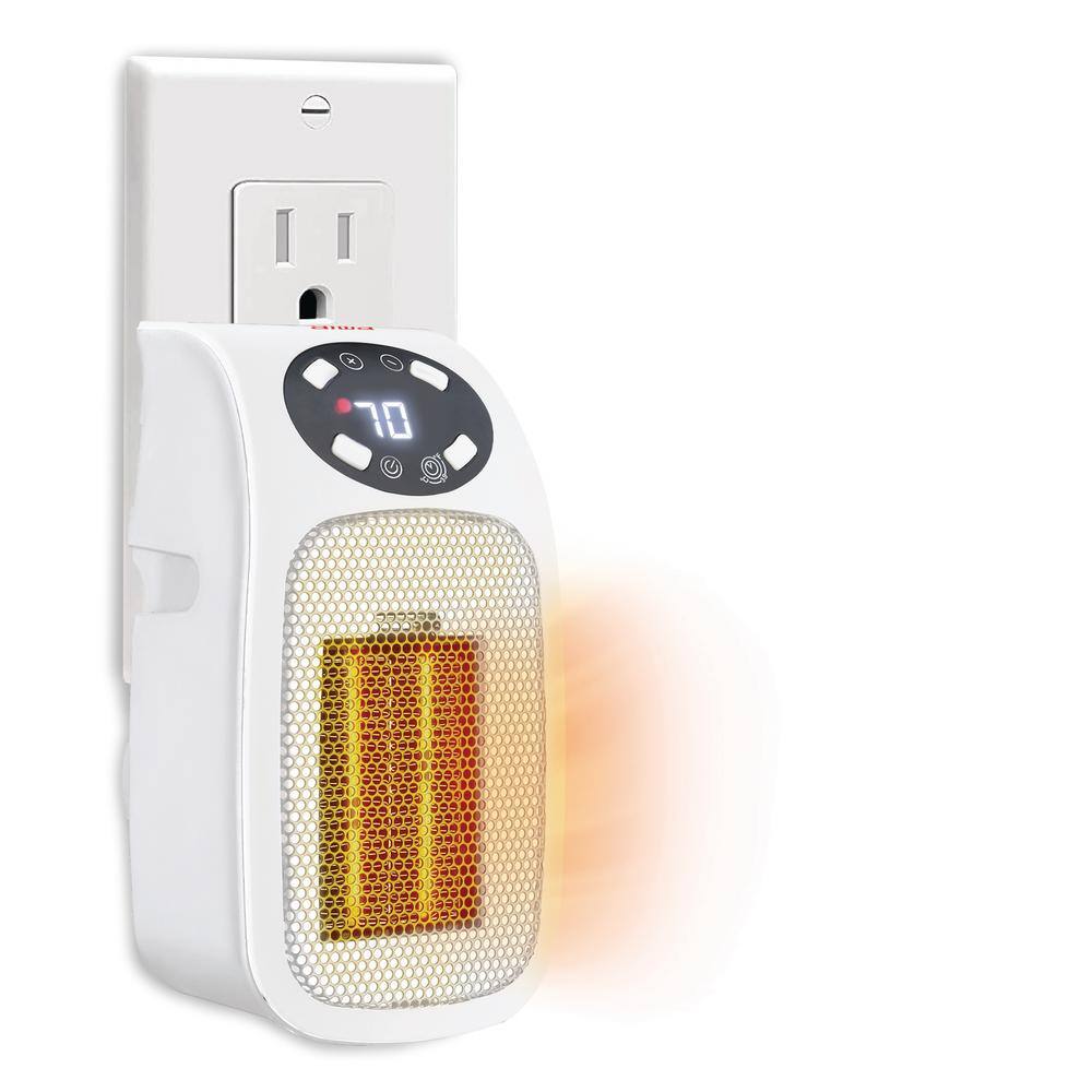 AIWA 7.87 in Electric Outlet Ceramic Plug-In Space Heater, LCD Digital ...