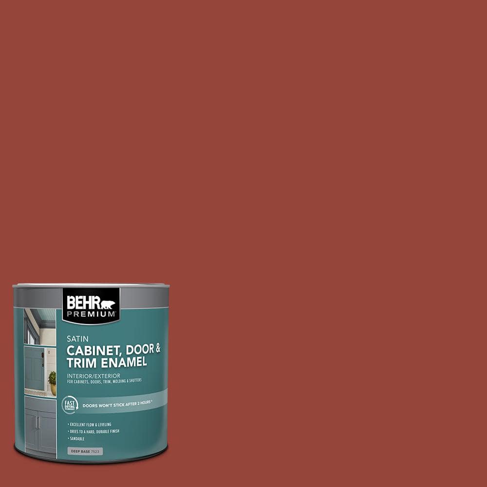BEHR PREMIUM 1 qt. #PPU2-17 Morocco Red Satin Enamel Interior/Exterior ...