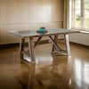 Benjara Jule Brown Solid Wood 40 in. Trestle Dining Table (Seats 6 ...