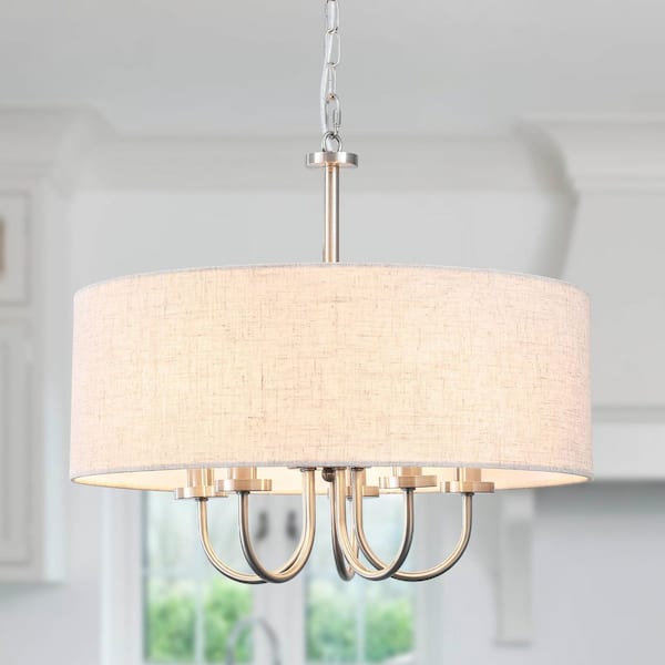 ADSENSTY 19.09 in. 5-Light Sand Nickel Modern Drum Candlestick ...