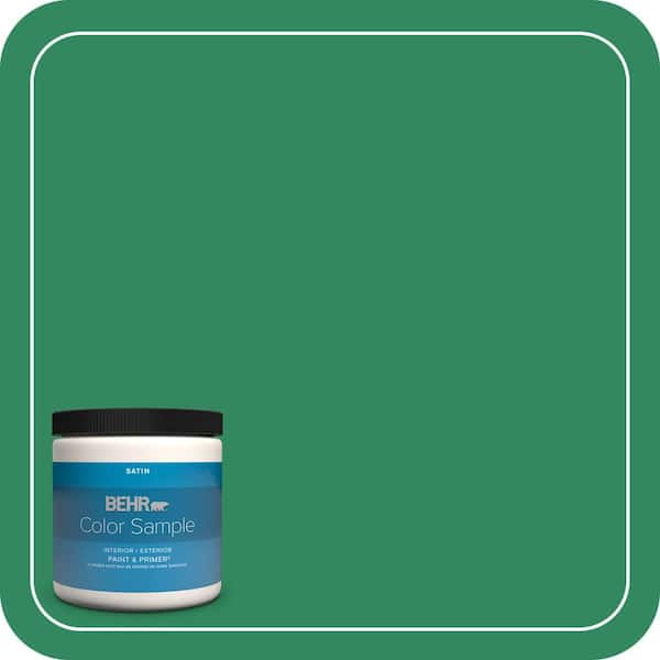 BEHR PREMIUM PLUS 8 oz. #P420-6 Exquisite Emerald Satin Enamel Interior ...
