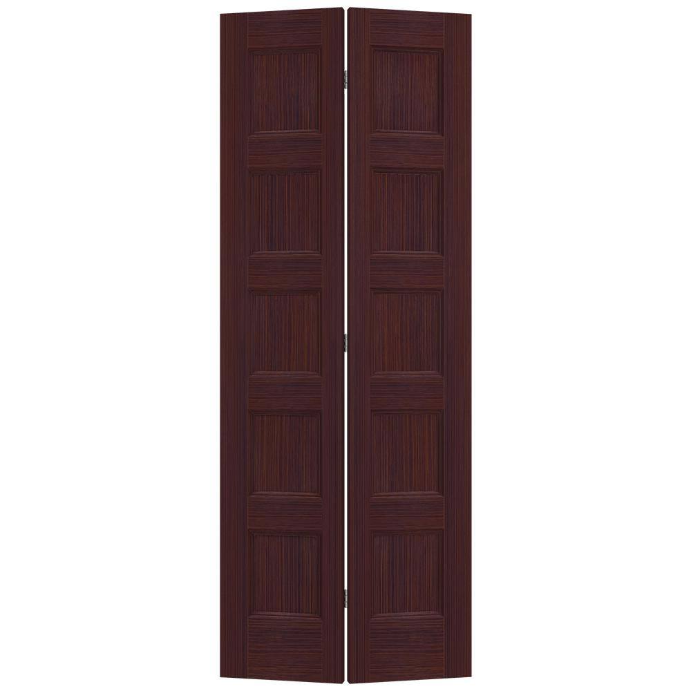 JELD-WEN 36 in. x 80 in. Conmore Black Cherry Stain Smooth Hollow Core ...