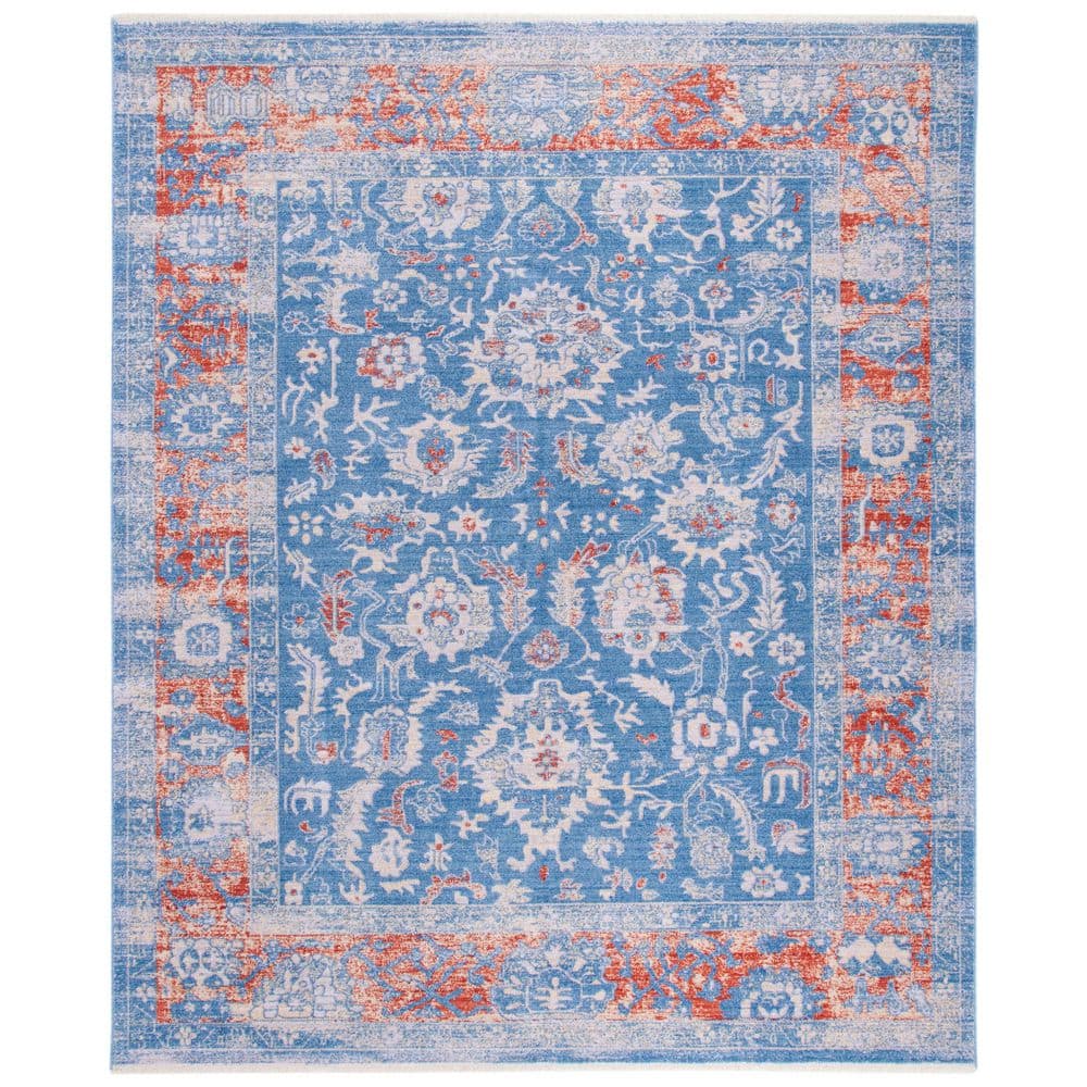 SAFAVIEH Hellenic 8 ft. x 10 ft. Blue/Rust Distressed Oriental Area Rug ...