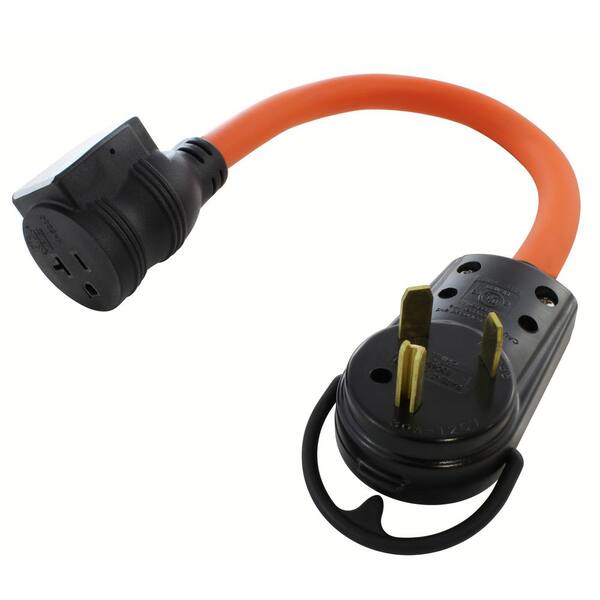 AC WORKS 1.5 ft. 30 Amp RV Travel Trailer TT-30P Plug to 15/20 Amp T ...