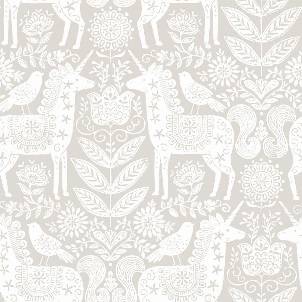 Reviews for NuWallpaper Unicorn Stamp Taupe Vinyl Peel and Stick ...