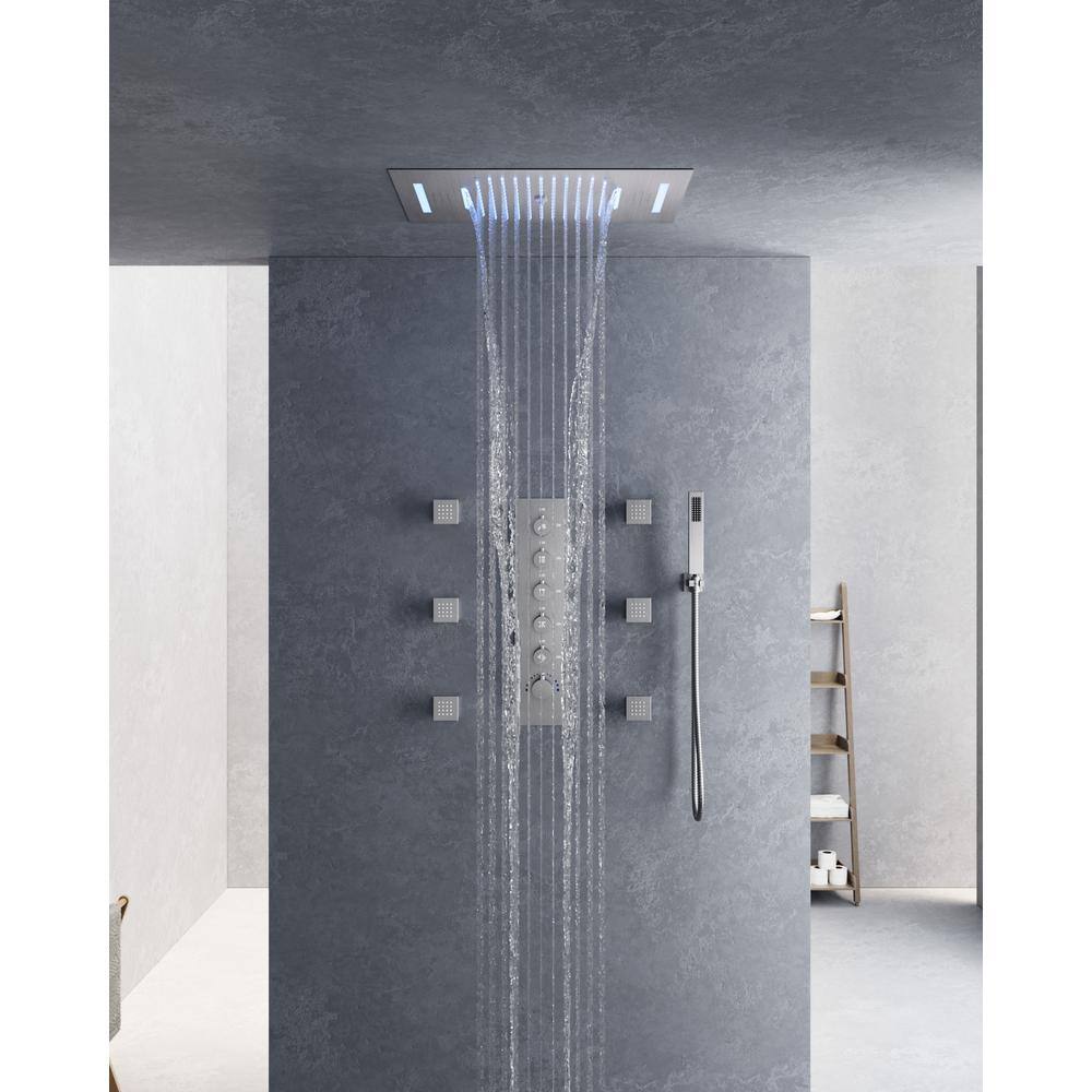 Cranach Thermostatic 5 Spray 23 X 15 In Square Led Mood Lighting