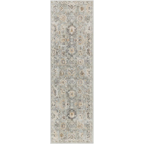 Nourison Oushak Home Mint 2 ft. x 8 ft. Floral Traditional Runner Area ...