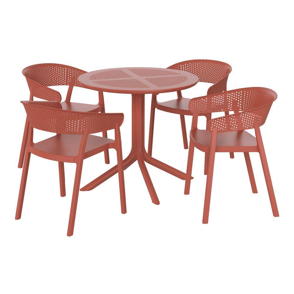 WESTIN OUTDOOR Frond and Form Modern Outdoor Patio Poly Plastic 5-Piece ...
