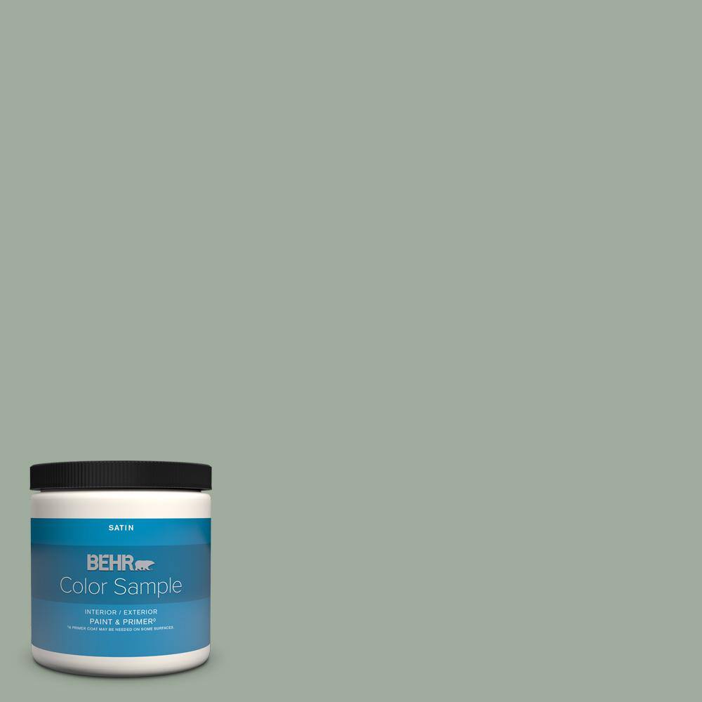 BEHR PREMIUM PLUS 8 oz. #PPU11-15 Green Balsam Satin Enamel Interior ...