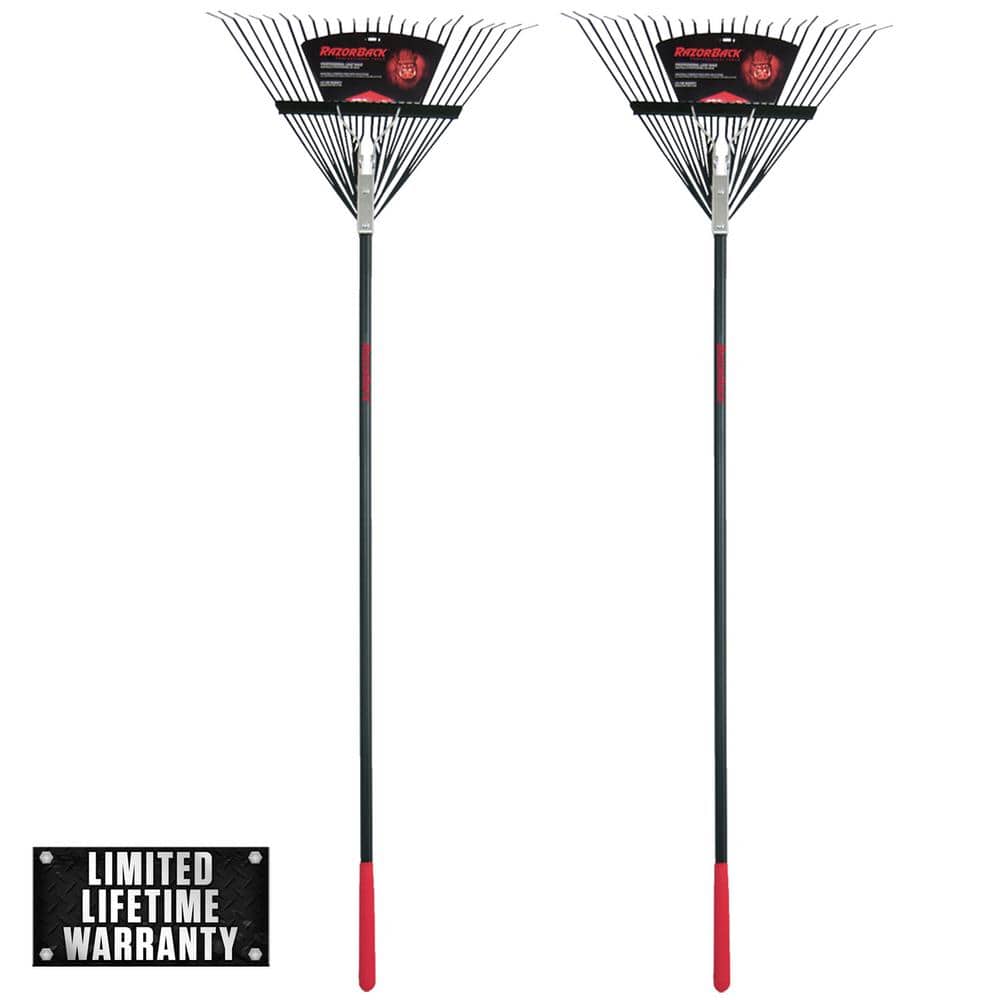 Razor-Back 51 in. Fiberglass Handle 24-Tine Steel Rake (Pack of 2 ...