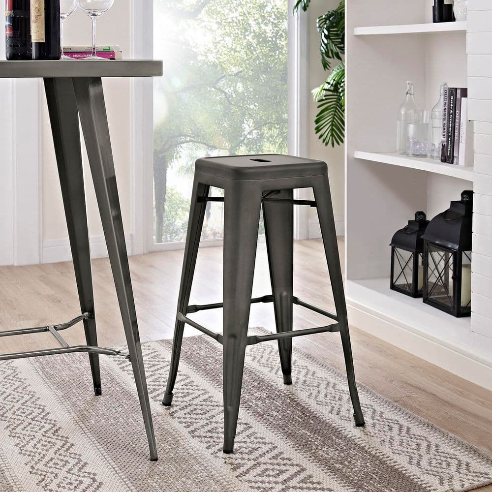 MODWAY Promenade Modern Aluminum Bistro Bar Stool in Brown EEI-2031-BRN ...