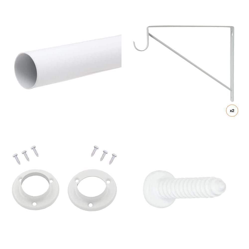 Everbilt 18 in. - 30 in. White Closet Rod, Heavy-Duty Shelf Bracket ...