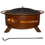 Who Dat 29 in. x 18 in. Round Steel Wood Burning Rust Fire Pit with ...
