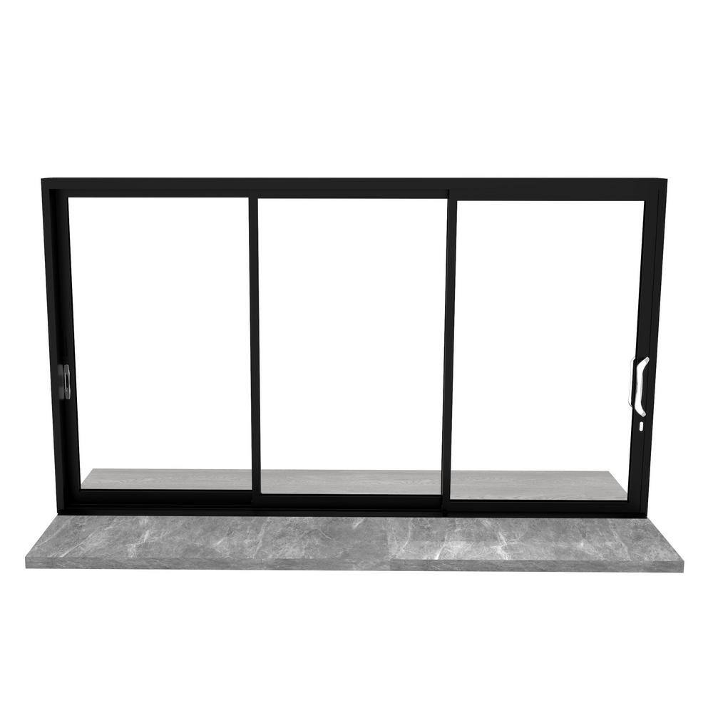 ERIS 120 in. x 80 in. Matte Black Universal Handing Aluminum Sliding ...
