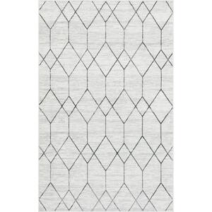 Unique Loom Matrix Trellis Deco White 3 ft. 3 in. x 3 ft. 3 in. Round ...