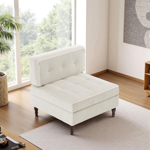 Uixe 32.67 in. Armless 1-piece Corduroy Rectangle Sectional Sofa in ...