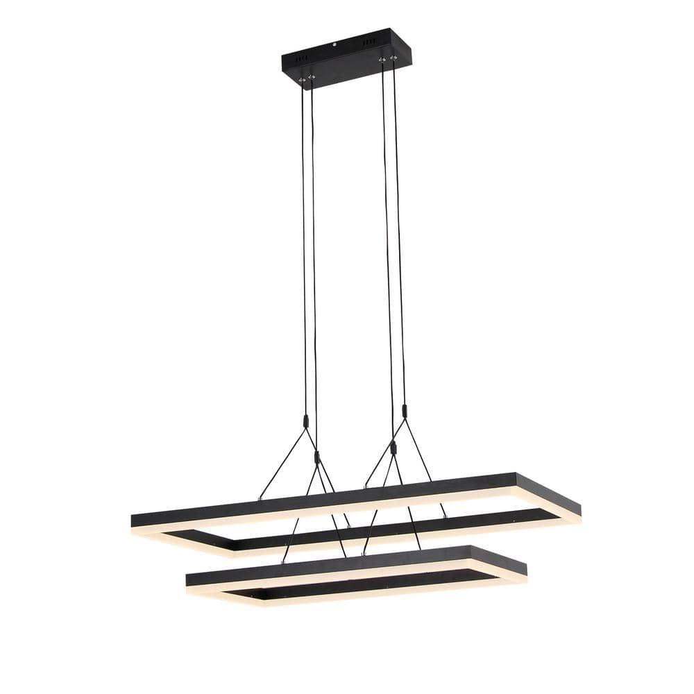 UMEILUCE Modern 60-Watt Integrated LED Black Rectangle Chandelier for ...