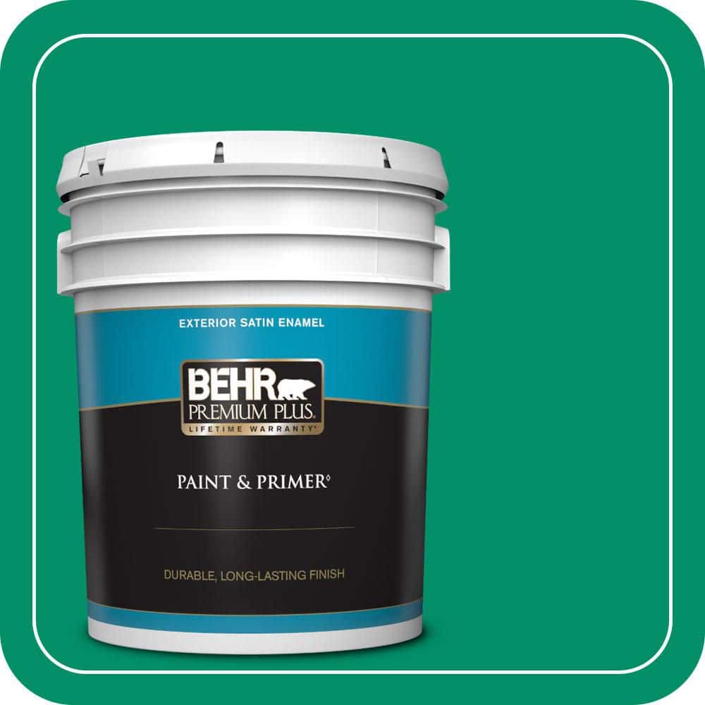 BEHR PREMIUM PLUS 5 gal. #MQ4-15 Balsam Satin Enamel Exterior Paint ...