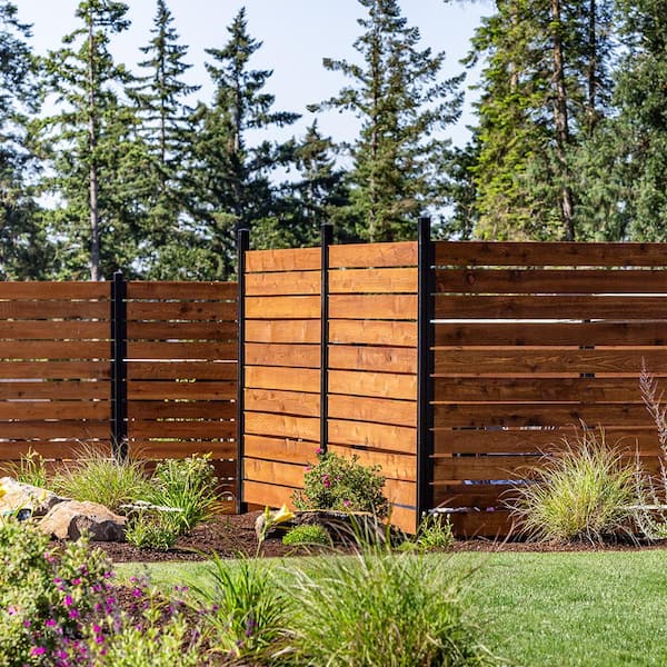 PEAK Modular Fencing 94 in. H Matte Black Aluminum In-Ground Post for A ...