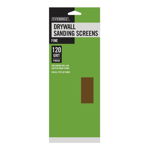 Everbilt 0.4 in. x 0.35ft. x 0.94 ft.DRYWALL SAND SCREEN 120 GRIT 10PK ...