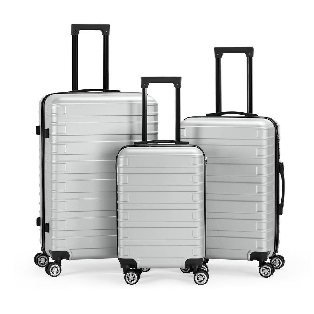 Hikolayae 3-Piece Luggage Set, ABS Suitcase with Spinner Wheels, Hard ...
