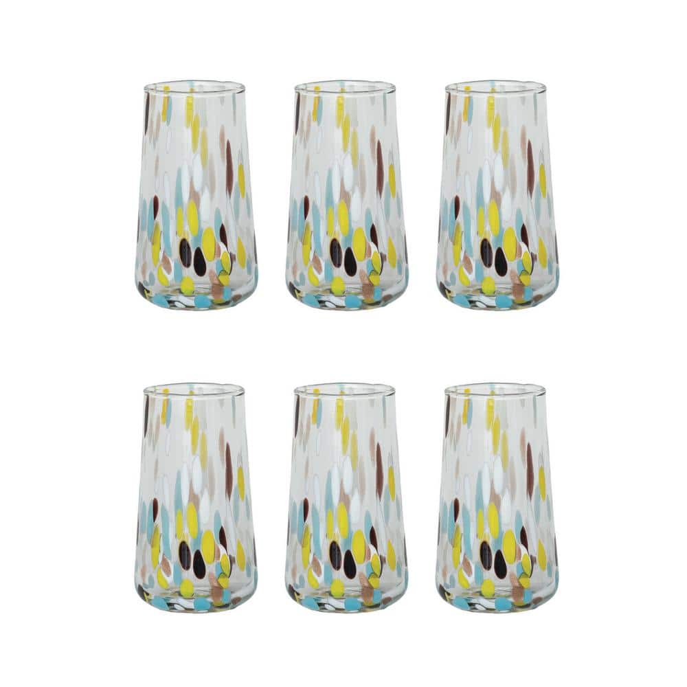 Storied Home 13 fl. oz. Blown Confetti Multicolor Glass Drinking Glass ...