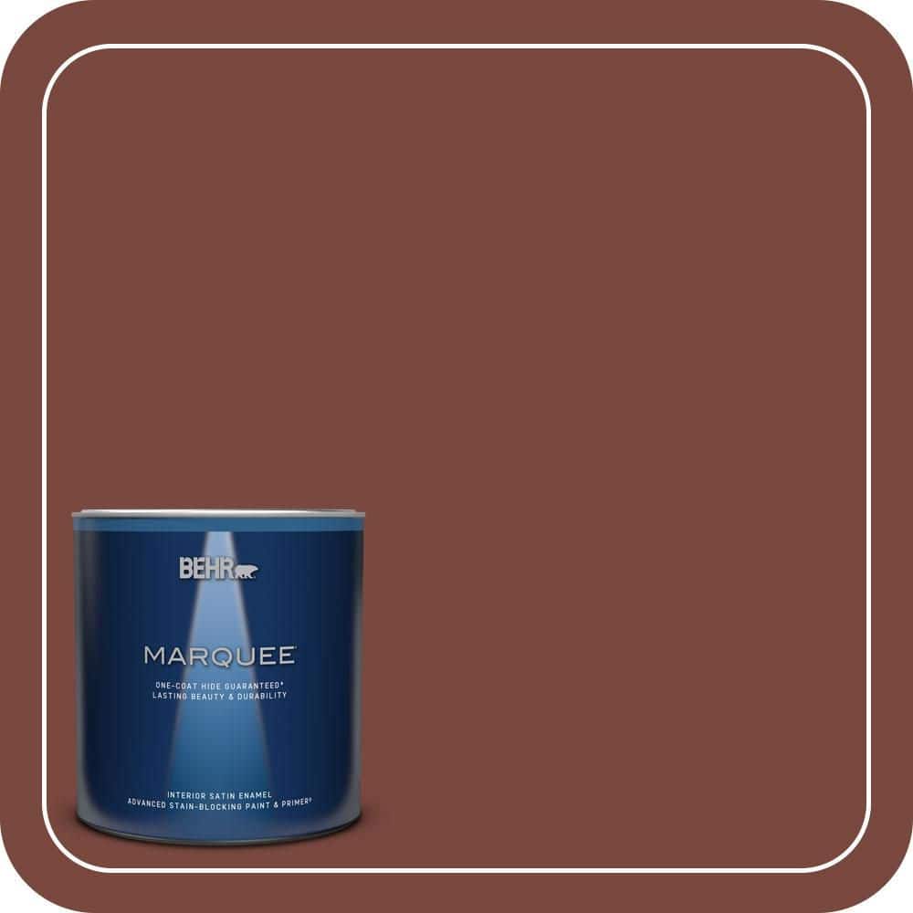 BEHR MARQUEE 1 qt. #S150-7 Fire Roasted One-Coat Hide Satin Enamel ...