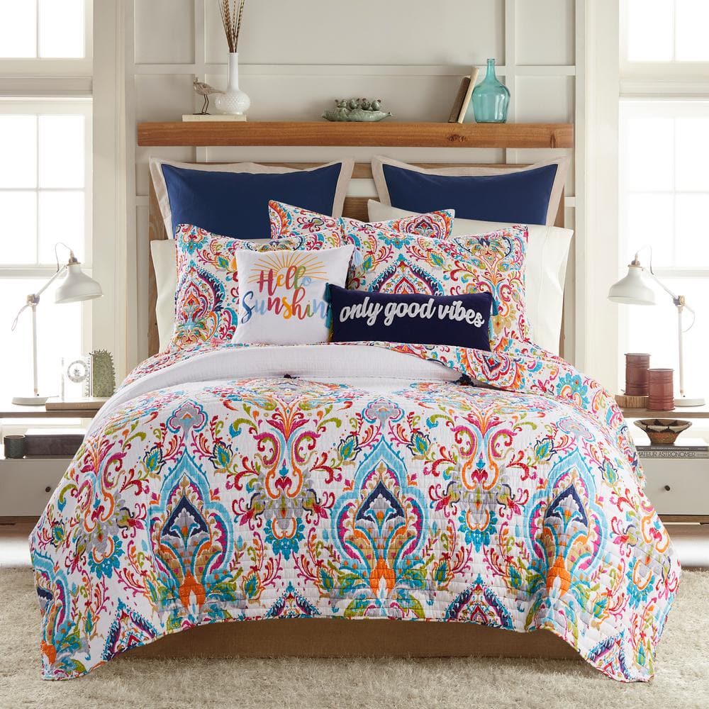 LEVTEX HOME Formosa 2-Piece Multicolored Boho Cotton Twin/Twin XL Quilt ...