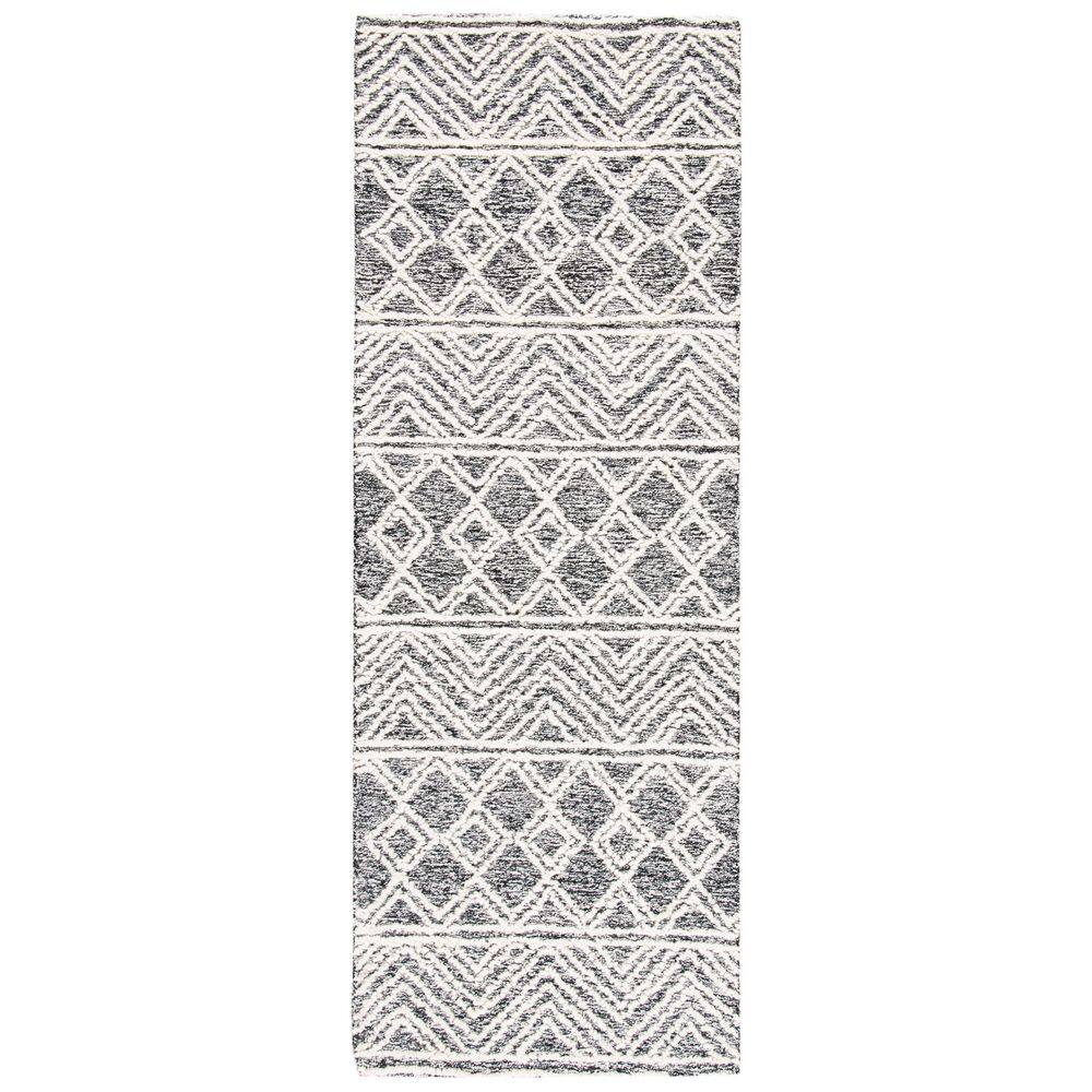 SAFAVIEH Micro-Loop Ivory/Black 2 ft. x 7 ft. Geometric Runner Rug ...