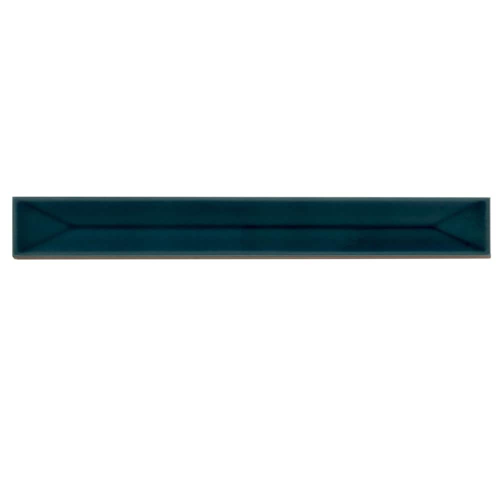 Apollo Tile Horizonte 2 in. x 8 in. Glossy Emerald Petrol Blue Ceramic ...