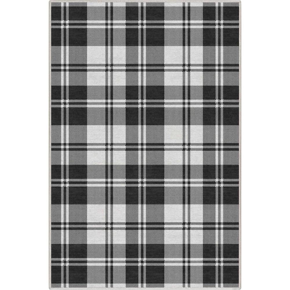 Well Woven Black 3 ft. 3 in. x 5 ft. Apollo Plaid Farmhouse Geometric ...
