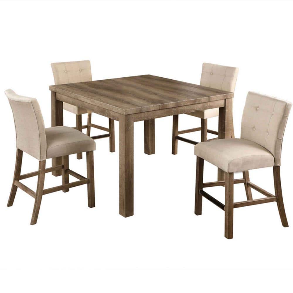 Best Master Furniture Harold 5-Piece Light Gray Counter Height Set ...