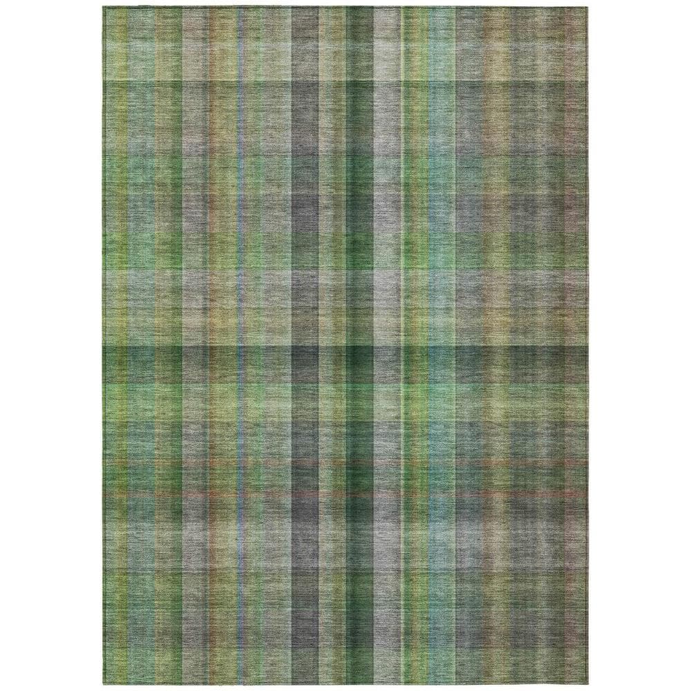 HomeRoots Green 9 ft. x 12 ft. Woven Plaid Rectangle Indoor/Outdoor ...