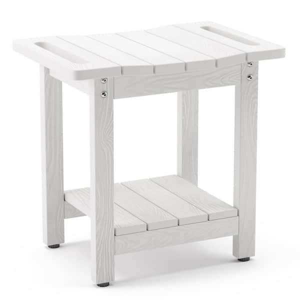 Wudkey Non-Slip HDPS Shower Bench in White with Handles for Bathroom ...