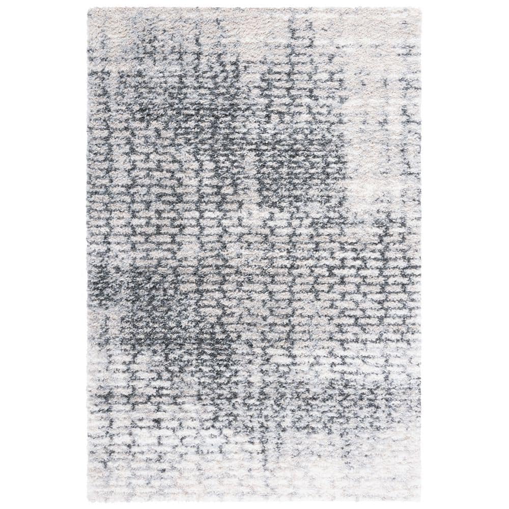 SAFAVIEH Berber Shag 8 ft. x 10 ft. Charcoal/Gray Geometric Monochrome ...