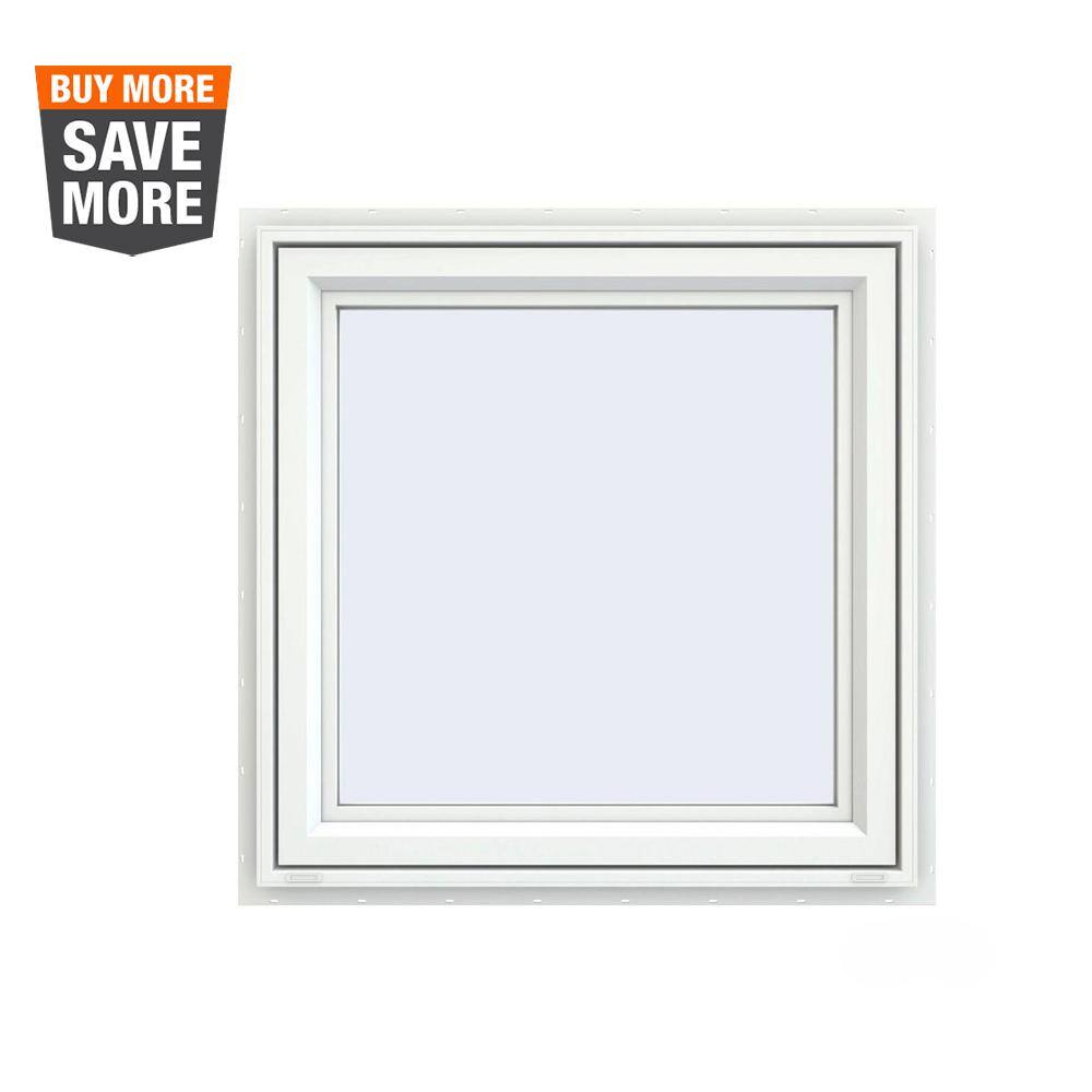 JELD-WEN 35.5 in. x 35.5 in. V-4500 Series White Vinyl Right-Handed ...
