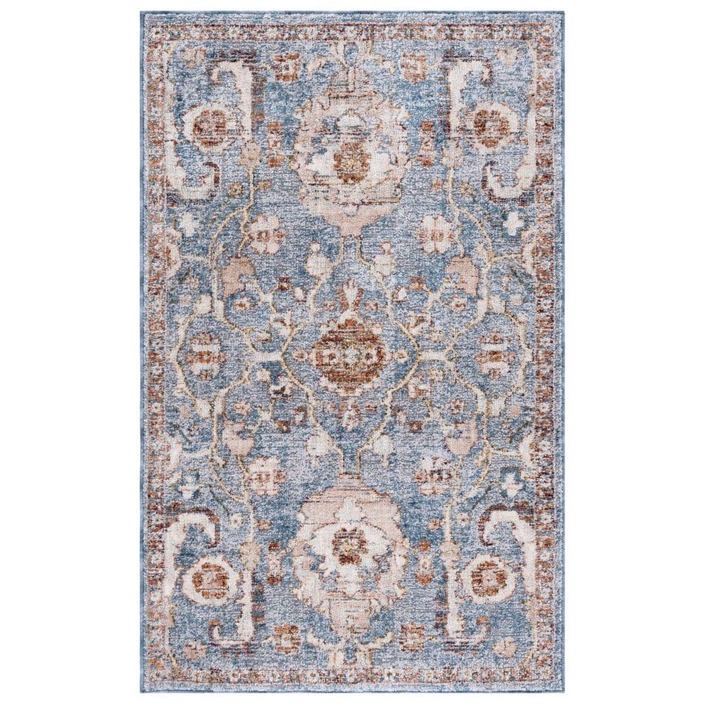 SAFAVIEH Heirloom 3 ft. x 4 ft. Gray/Blue Rust Distressed Ornate Area ...